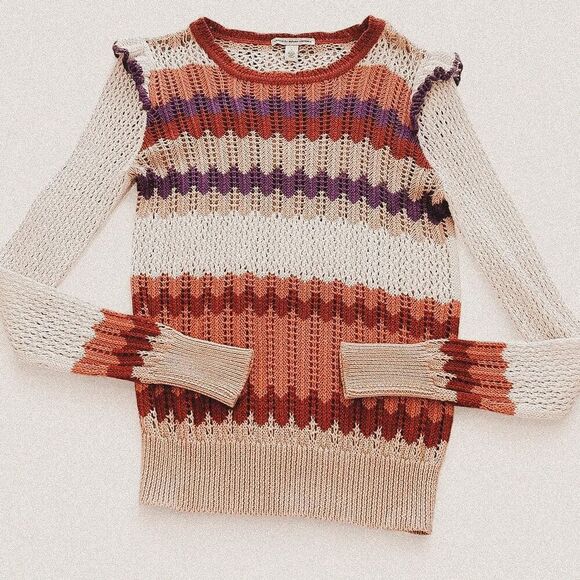 Autumn Cashmere | Tops | Autumn Cashmere Crochet Knit Sweater S Boho ...